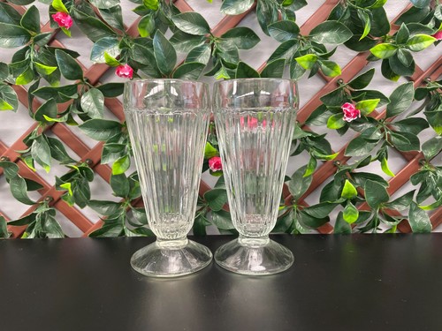 Vintage Milkshake Glass Heavy Parfait Ice Cream Float Pedestal Clear ...