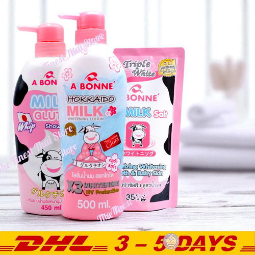 A Bonne Milk Body Set : Shower Cream 450ml + Body Lotion 400ml + Spa ...