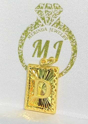 24K Solid Yellow Gold Initial D Unisex Rectangle Charm/ Pendant, 7.20 ...