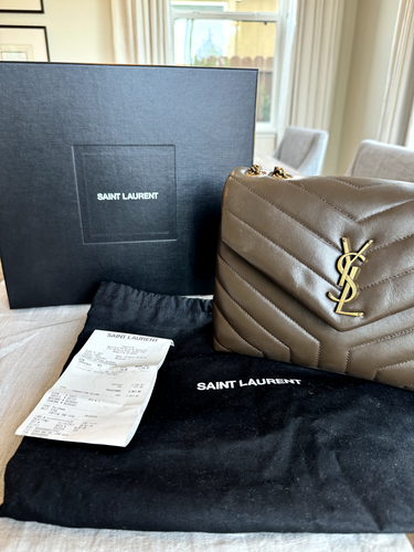 Stunner! YSL Yves Saint Laurent Small Lou Lou Quilted Bag Brown | eBay