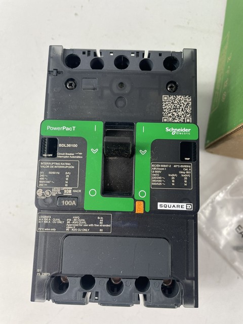Square D PowerPact B 100A Schneider Electric Circuit Breaker - BDL36100 ...