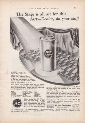 1928 AC car Oil Filter Ad / Ad designed and for dealers | eBay