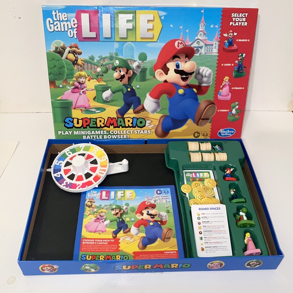 Hasbro Gaming The Game of Life Super Mario Edition Board Game Complete ...