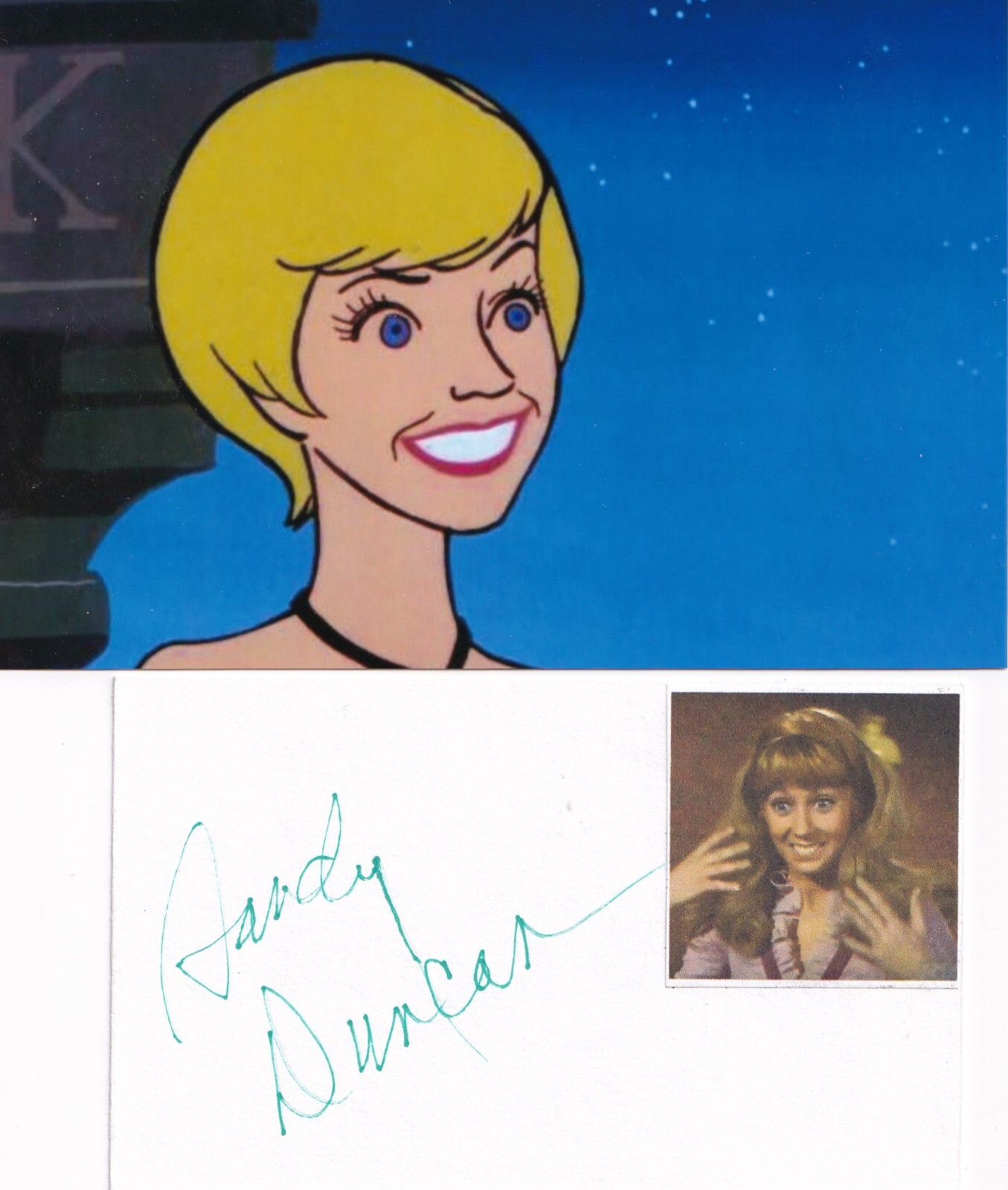 VERY RARE Sandy Duncan Signed Autographed 3x5 Index Card Photo Scooby ...