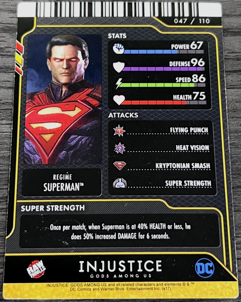 Raw Thrills Injustice Series 2 Regime Superman 47/110 Card Non-Holo | eBay