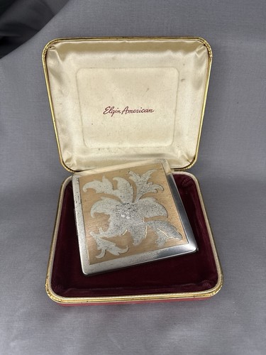 Massive OVER 200gm .925 sterling ELGIN COMPACT IN ORIGINAL BOX scrap ...