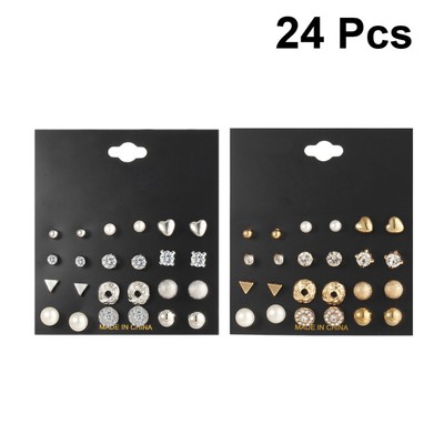 24 Pairs Women Stud Earrings Packs Heart Studs Jewelry | eBay