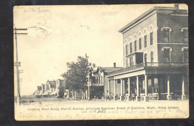 GLENDIVE MONTANA DOWNTOWN MORRILL STREET SCENE VINTAGE POSTCARD JORDAN ...