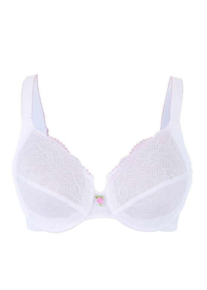Brand Name PRETTY-IN-PINK-FLOWER White Bra 42D Underwired SIDE ...