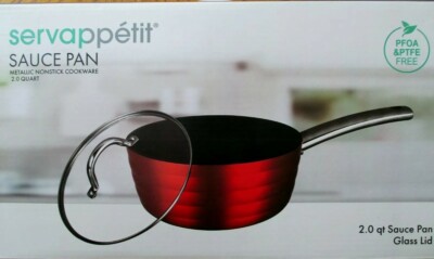 Servappetit Red Metallic 2 Qt Nonstick Saucepan/ glass lid NEW/BOXED | eBay