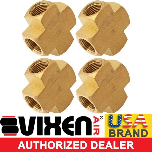 1/2" NPT BRASS FEMALE CROSS (ALL SIDES) AIR LINE COUPLING/4-WAY 4 PACK ...