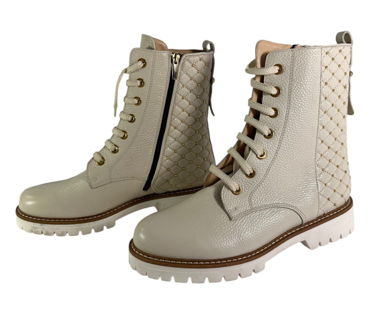 Women RON WHITE fearn snow ankle soft tumbled leather boots studded 41 ...