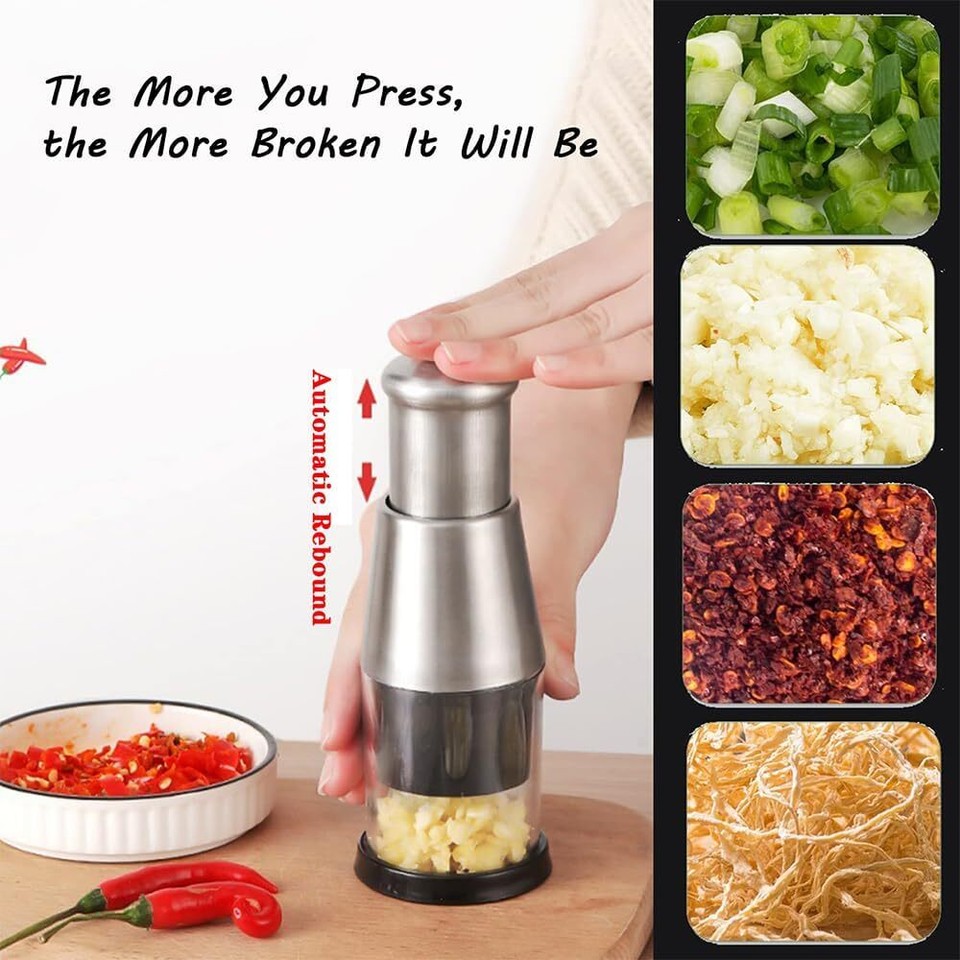 Pressed Garlic Onion Chopper 304 Stainless Steel Hand Food Chopper ...