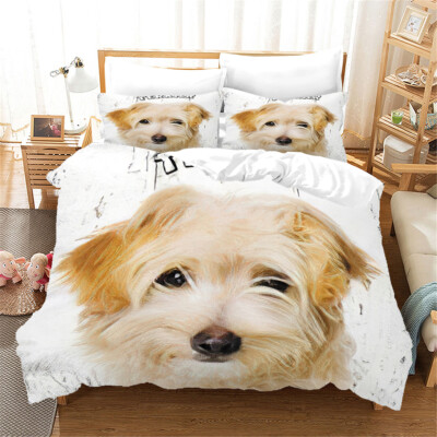 Cute Dog Animal Print Bed Set Quilt Duvet Doona Cover Single Queen King ...