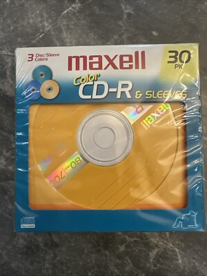 30 Pack Maxell Color CD-R & Sleeves Up To 48x Max 700MB 80 Min NEW ...