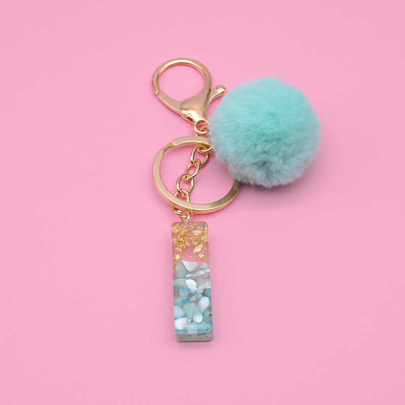 Fluffy Letter A-Z Keychain Keyring With Ball Resin Key Chain Pendant ...