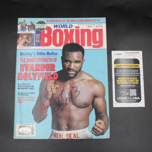 Evander Holyfield Signed 1991 World Boxing Magazine Autograph JSA COA ...