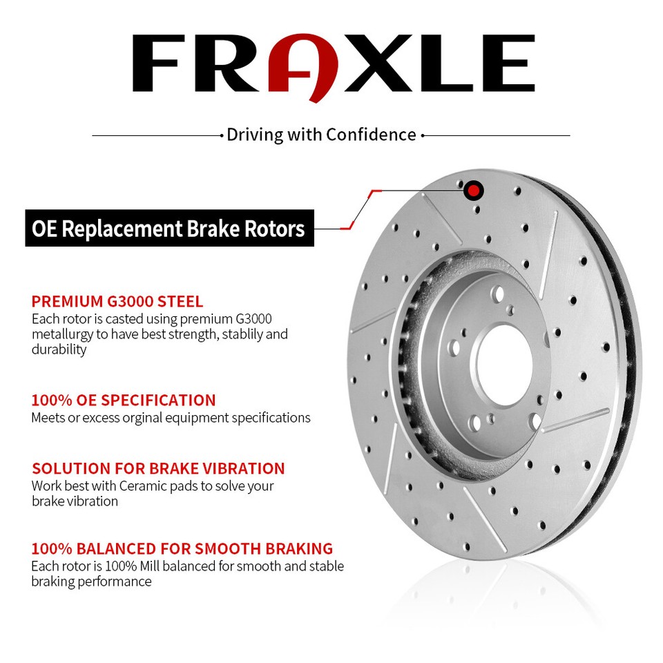 Front Brake Pads + Drilled Rotors For 2011- 2014 Subaru Forester ...