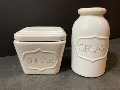 Threshold Creamer & Sugar Bowl w/ Lids White Stoneware Target Cottage ...