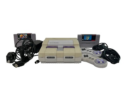 Super Nintendo Console Bundle SNES SNS-001 W/ 2 Controllers + Super ...