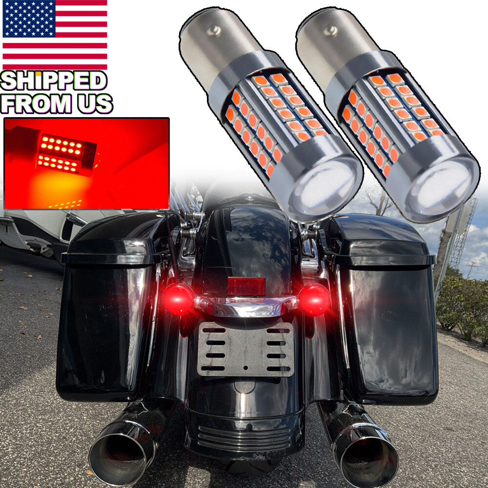 2Pcs 1157 Red LED Strobe Flashing Rear Brake Tail Lamp Bulbs For ...