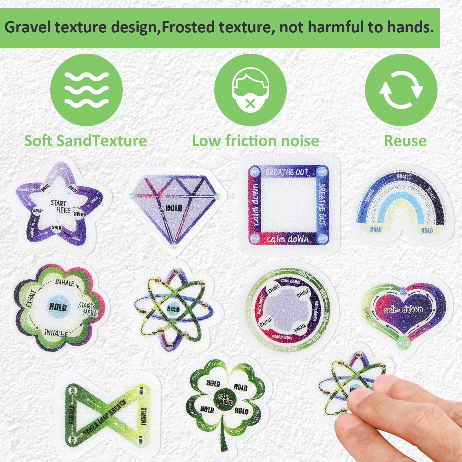 40Pcs Calm Stickers Set 10 Styles Reusable Tactile Rough Textured Anti ...