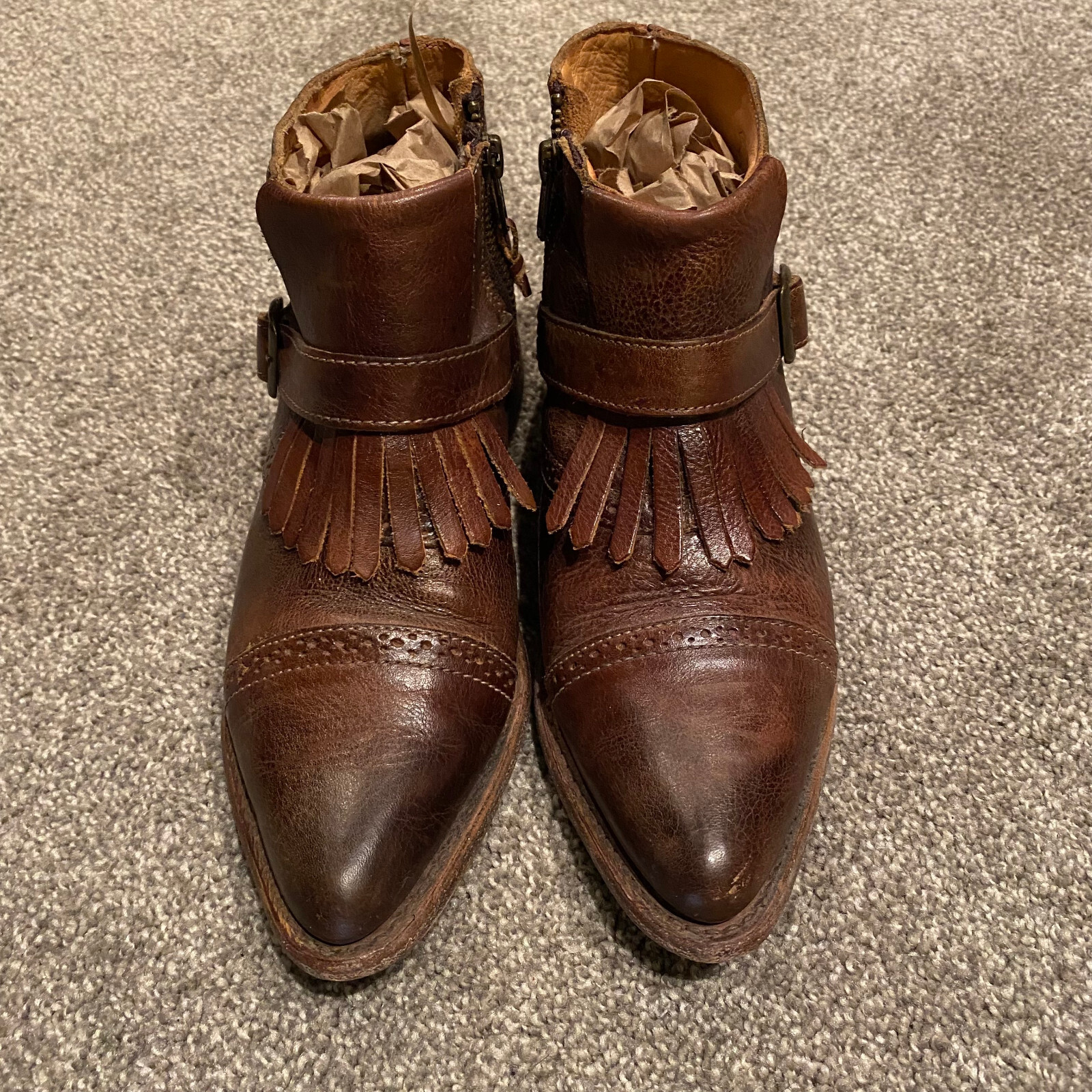 BED STU DIpper Boot Brogue Cobbler Fringe Buckle Rust… - Gem