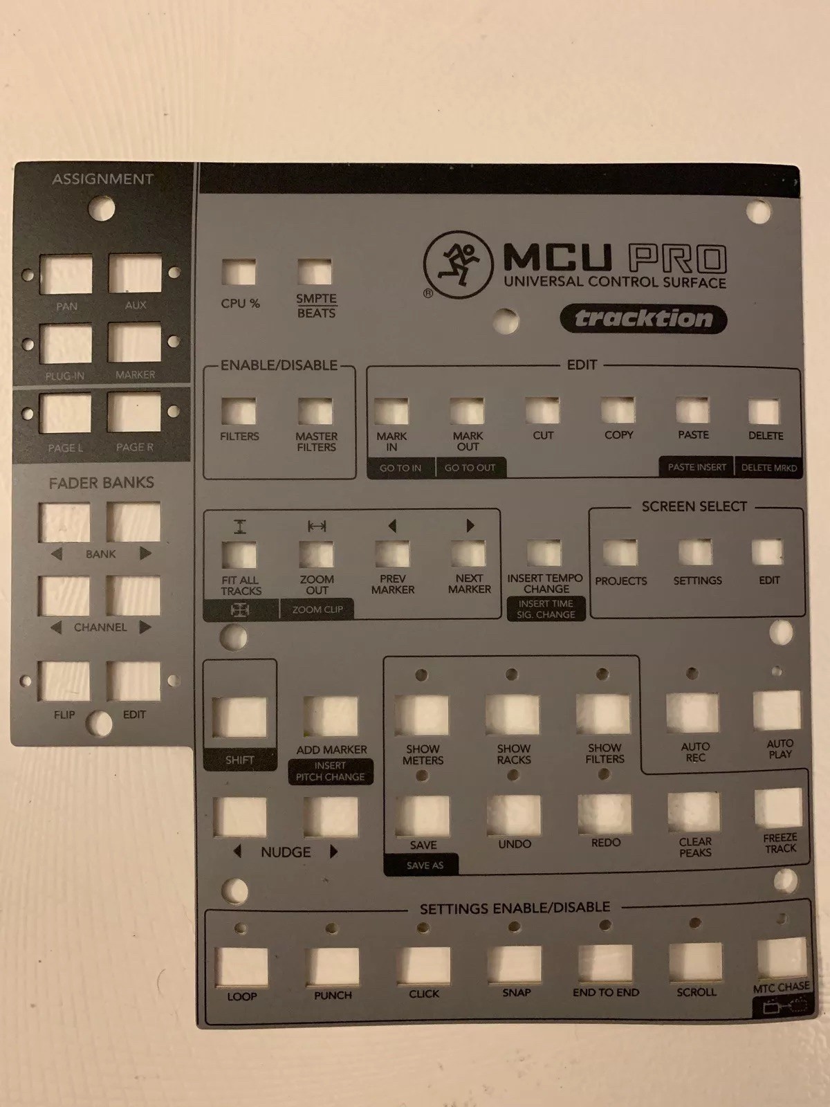 Tracktion Overlay For Mackie MCU Pro | eBay