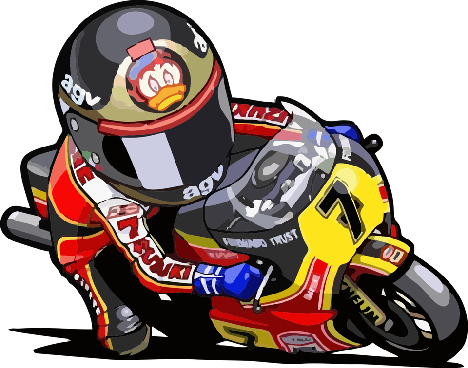 stars of motoGP TT superbike cartoon decals stickers past and present ...