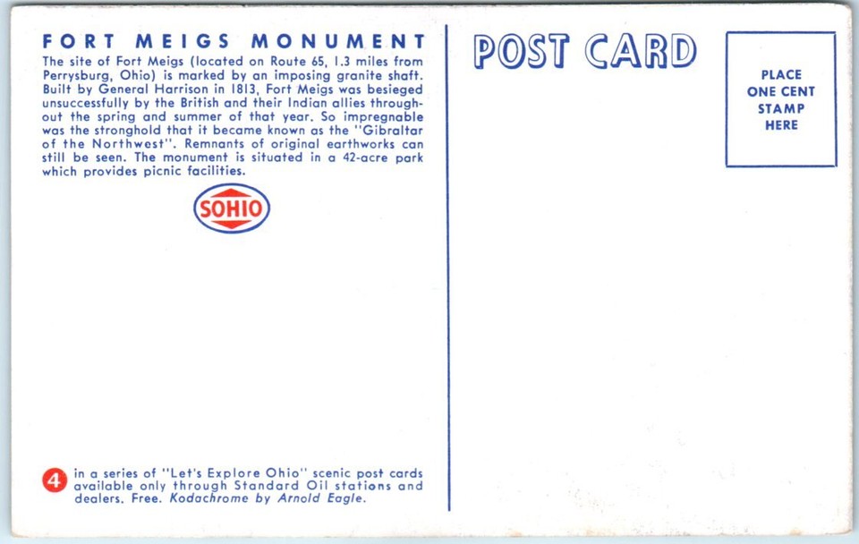 Postcard - Fort Meigs Monument, Perrysburg, Ohio, USA | eBay