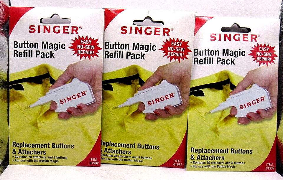SINGER BUTTON MAGIC EASY NO SEW REPAIR 3 Pack | eBay