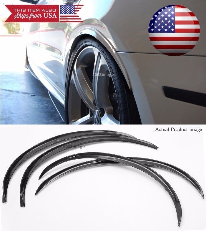 2 Pair Black 1" Flexible Arch Wide Body Fender Well Extension Guard Lip ...