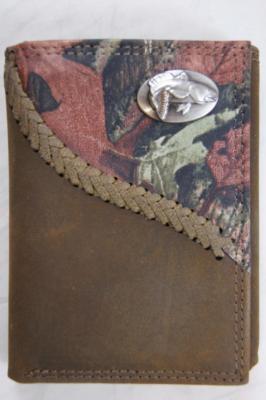 ZEP-PRO SALTWATER REDFISH Drum Fence Row Camo Leather Trifold Wallet ...