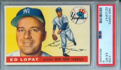 1955 Topps Original Baseball Card ED LOPAT #109 New York Yankees PSA 6 ...