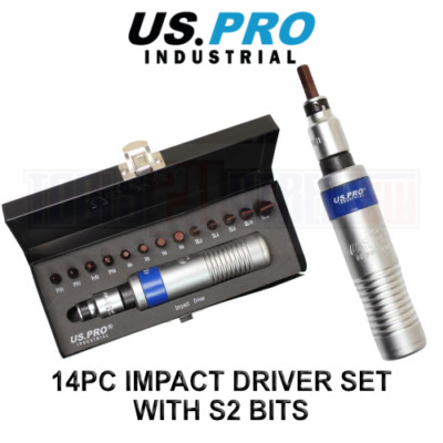 US PRO Industrial Impact Driver Set 14pc With S2 Bits 1/2" Square DR Hex Chuck | eBay UK