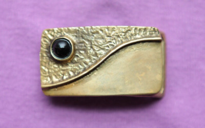 Vintage Artist Ivar Hyden 1979 Hand Made Solid Brass Onyx Stone Belt ...