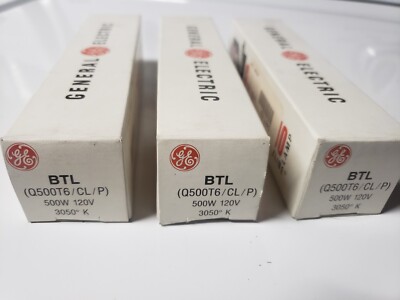 GE Type BTL Projector Lamp 500W 120V Quartzline Projection Bulb-3 Pack ...