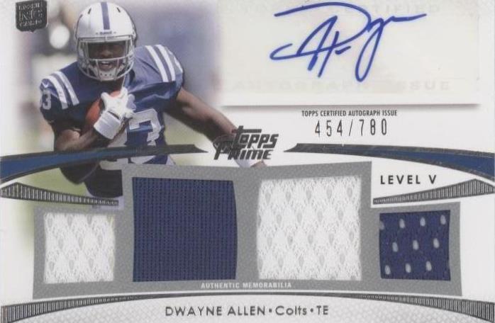 2012 Topps Prime - Level V Autograph Relics Dwayne Allen #PV-DA /780 ...