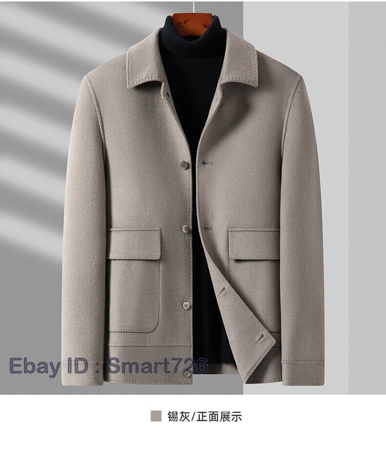 Mens Double-sided Wool Formal Business Jacket Winter Cashmere Wool Warm ...