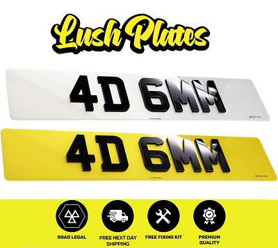 PAIR OF 4D DOUBLE 6MM THICK LETTER NUMBER PLATES FRONT & REAR | eBay