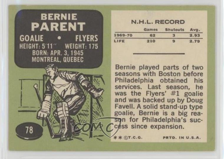 1970-71 Topps Bernie Parent #78 HOF | eBay
