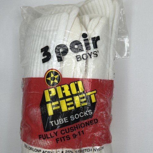 VTG Pro Feet Socks Tube 3 Pack NOS 9-11 Over Calf Acrylic 80's White ...