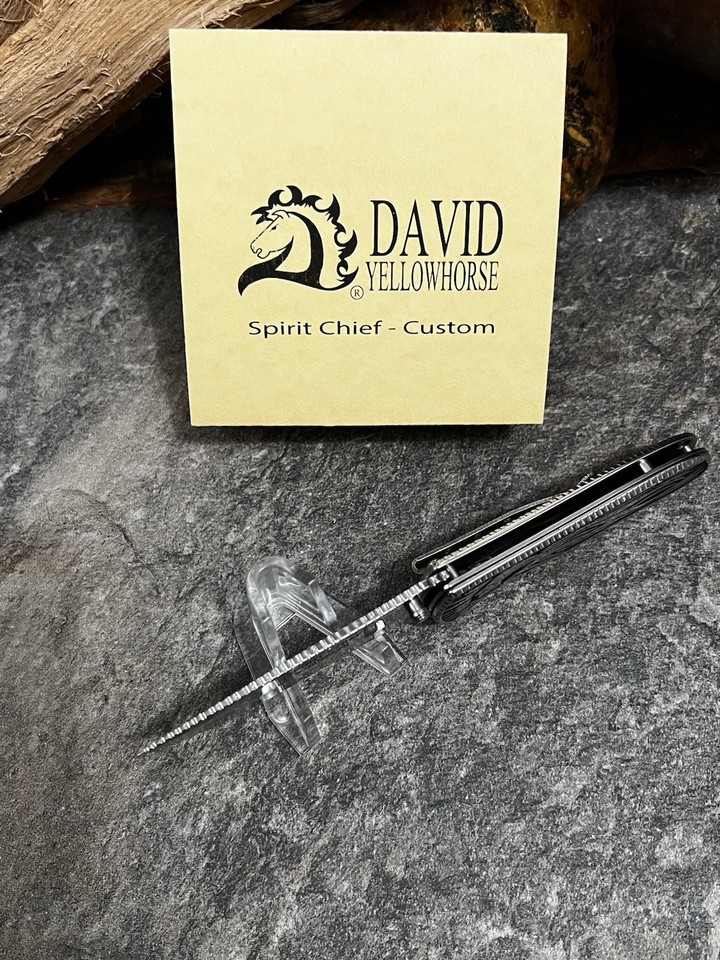 David Yellowhorse Custom Spring Assisted Engraved Spirit Chief Knife ...