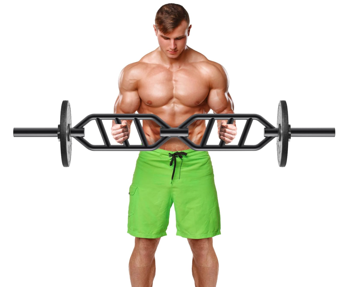 Bicep Tricep Bar Hammer Curl Barbell Olympic Size Hex Bar Multi-Grip ...