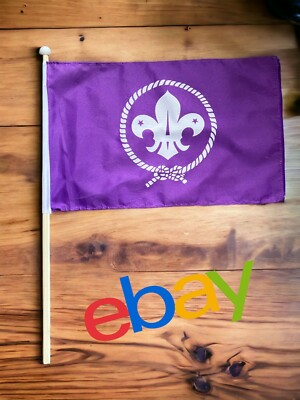 SCOUTS LARGE HAND WAVING FLAG 18" X 12" with 24" WOODEN POLE BOY SCOUT ...