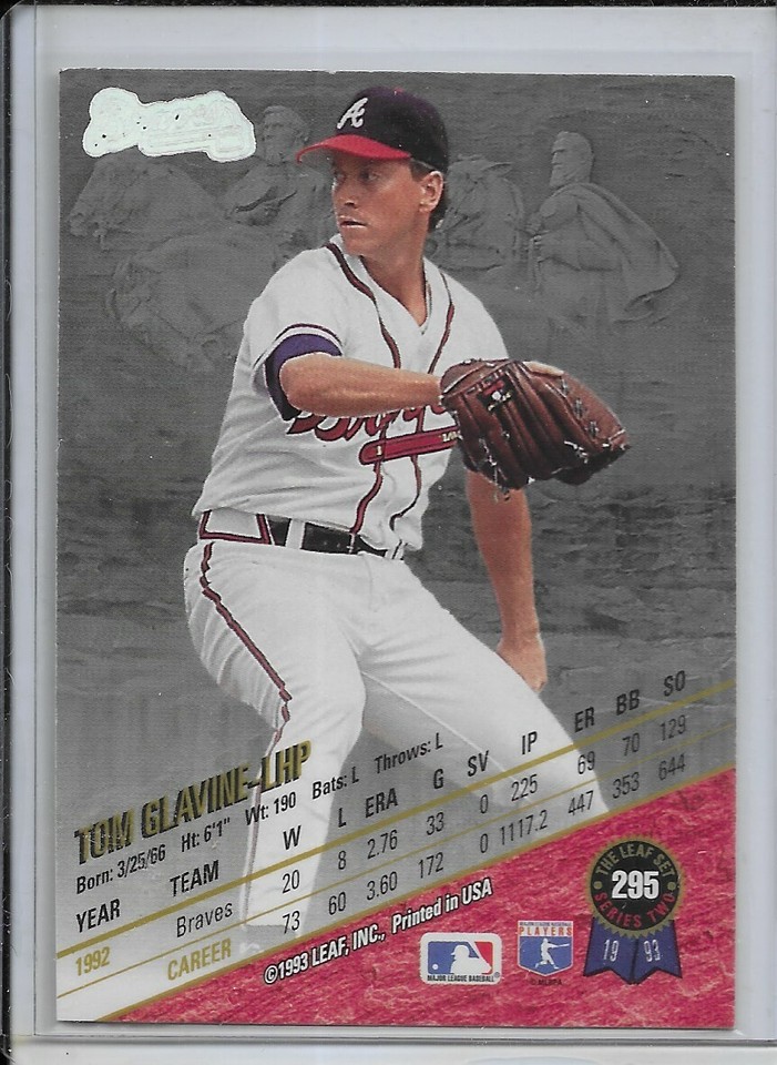1993 Leaf #295 Tom Glavine Atlanta Braves HOF NM | eBay