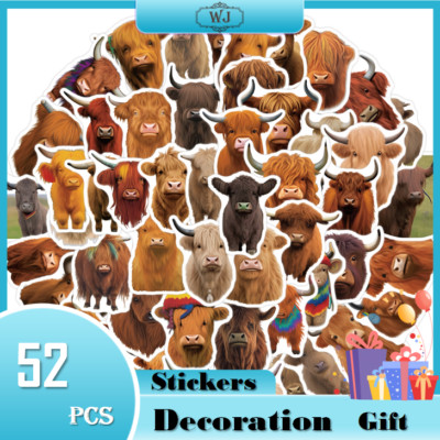 52pcs AI Yak Stickers Cartoon Animals Decal Waterproof Skateboard ...