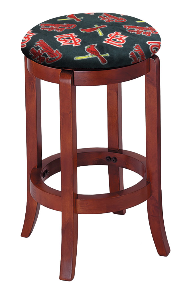 MLB Bar Stool 24" Tall Wood Cherry Finish Baseball Team Logo Fabric ...