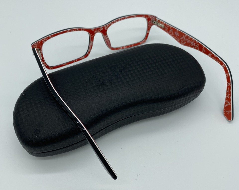 RAY BAN BLACK RED EYEGLASS FRAMES LOGO RB 5206 2479 52 b 18 140 | eBay