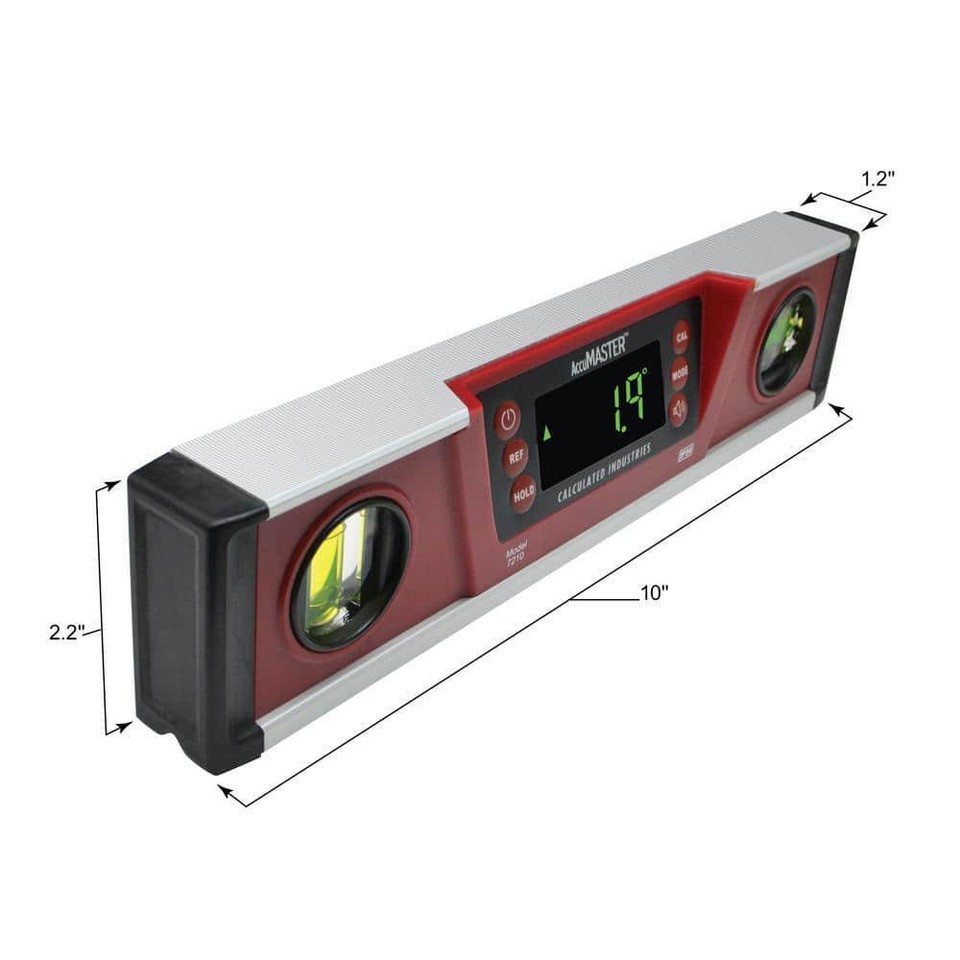 Calculated Industries Digital Level 10" 2 Vials Hand-Held +LED Display ...